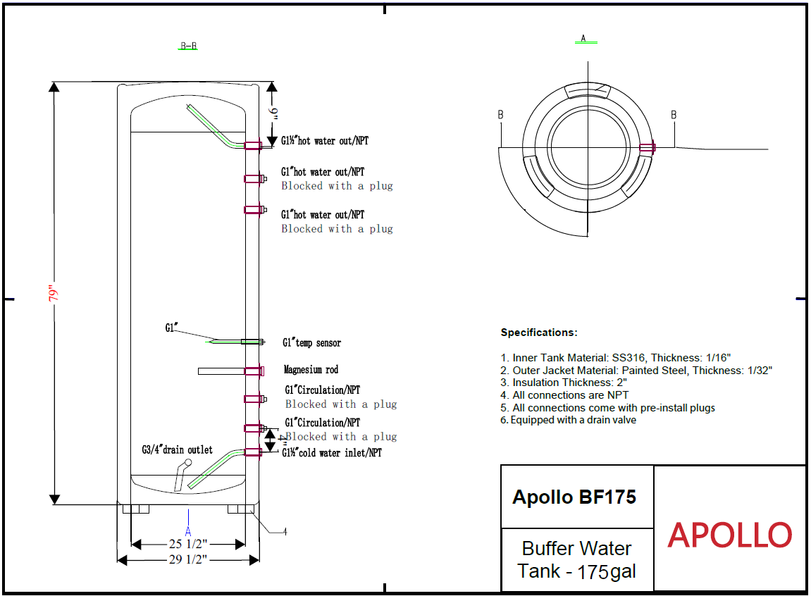 APOLLO Stainless Buffer Tank - 175/250gal – MBTEK